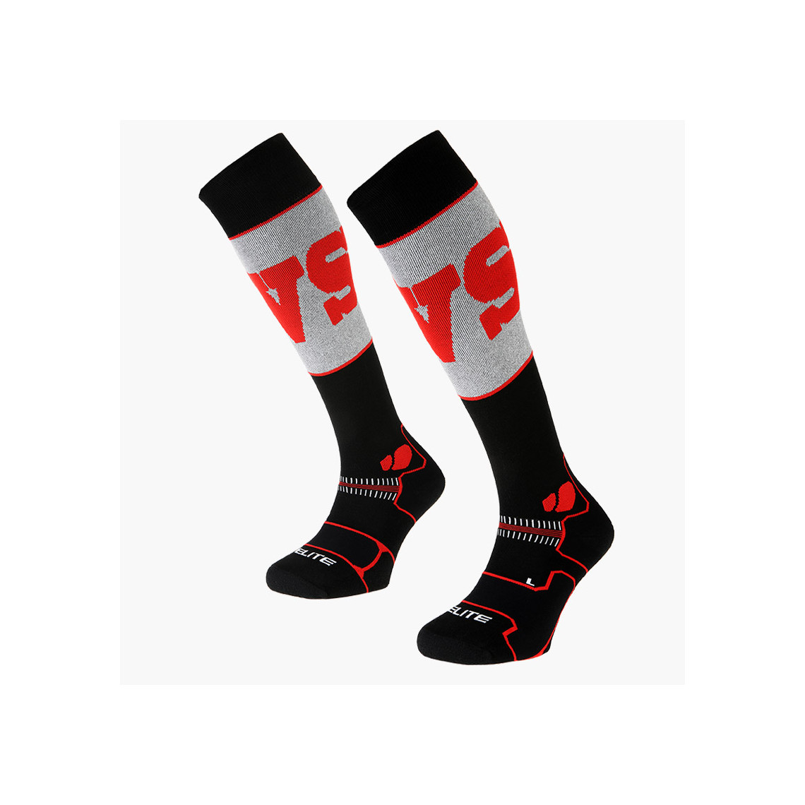 BV SPORT | Compression ski socks SLIDE ELITE black-red | Winter